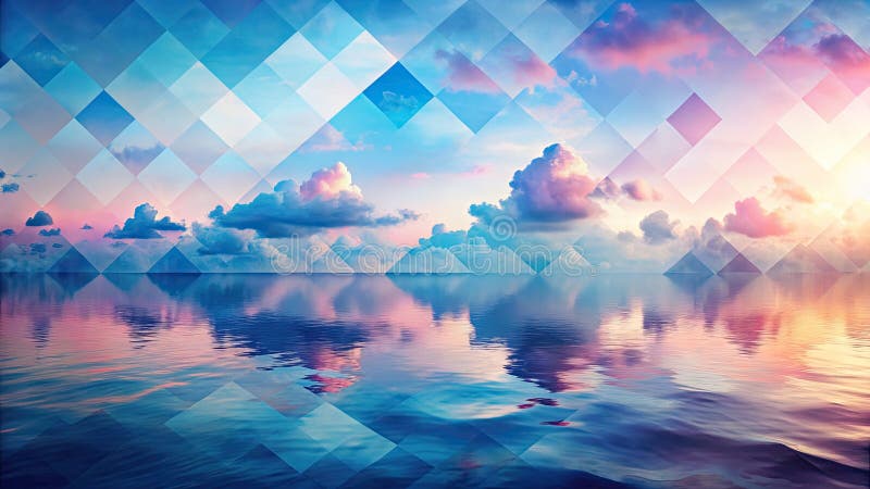 Serene Pixel Art a Light Blue and Pink Gradient Fusion for Modern Decor ...