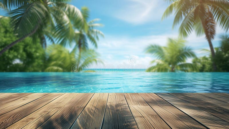 Serene Poolside Views, Beautiful Summer Background for Relaxation Stock ...