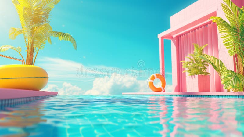 Serene Poolside Views, Beautiful Summer Background for Relaxation Stock ...