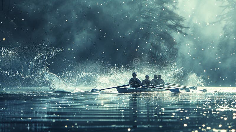 Olympic rowing team stock photo. Image of darkness, calm - 327349266