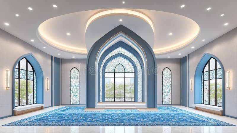 Serene Prayer Room Design stock image. Image of architectural - 387150241