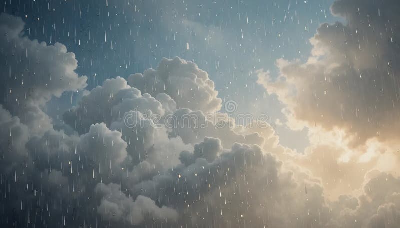 Serene Rainfall Background with Gentle Droplets and Overcast Clouds ...