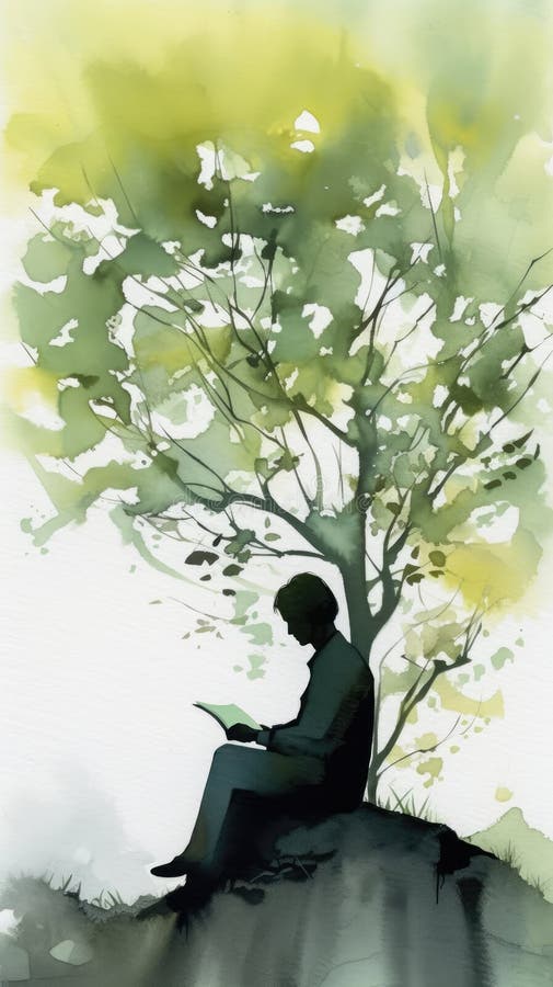 Serene Reader in Tree Canopy. Book Lover S Paradise Stock Photo - Image ...