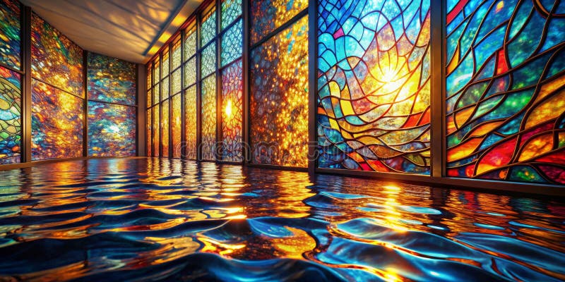 Serene Reflection a Captivating Display of Colorful Stained Glass ...