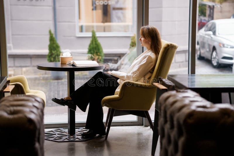 Serene Reflection in a Modern Cafe Stock Image - Image of design ...