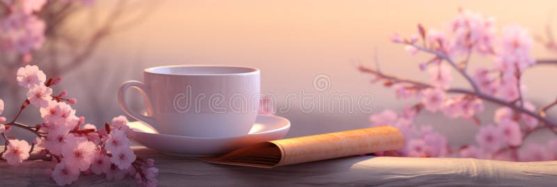 Serene and Refreshing a White Coffee Cup and Book, Perfectly Capturing ...