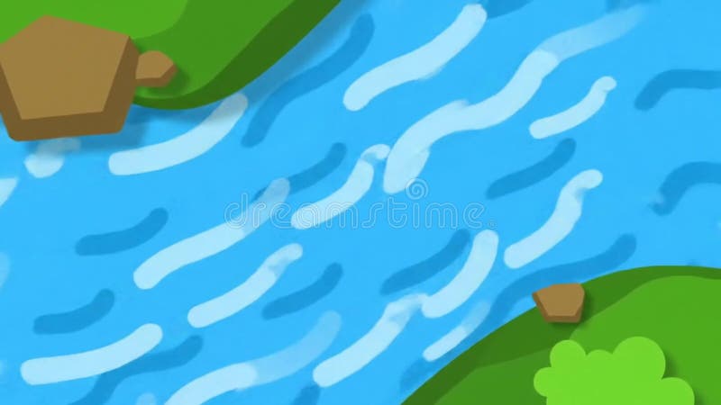 Serene River Flowing through Lush Green Landscape: a Top-Down View of a ...