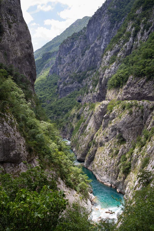 A Serene River Flows through a Dramatic Canyon, Surrounded by Lush ...