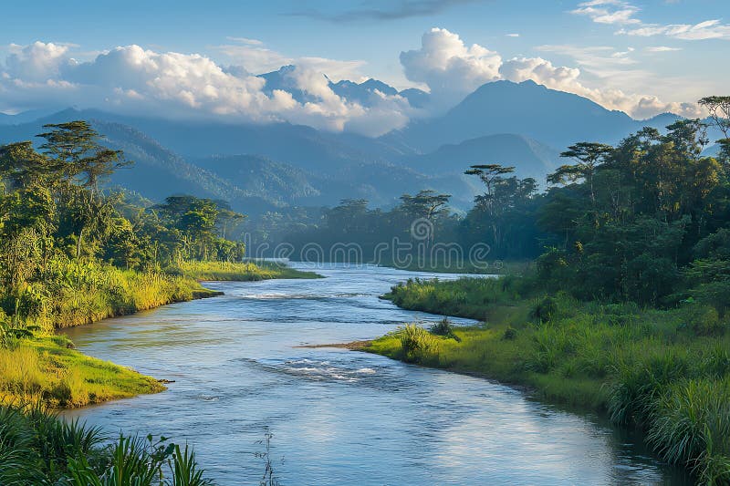 A Serene River Winding through the Lush Amazon Rainforest, with ...