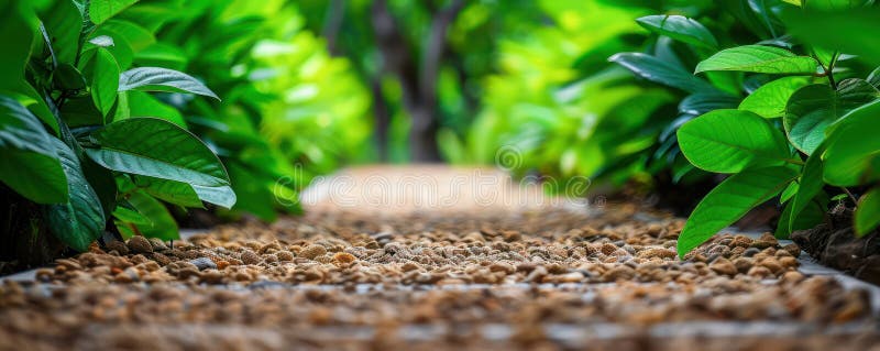 Serene Riverside Path Framed by Lush Greenery a Tranquil Abstract in ...