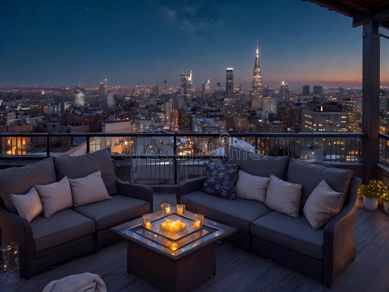 Cozy Rooftop Movie Night Skyline Stock Photos - Free & Royalty-Free ...