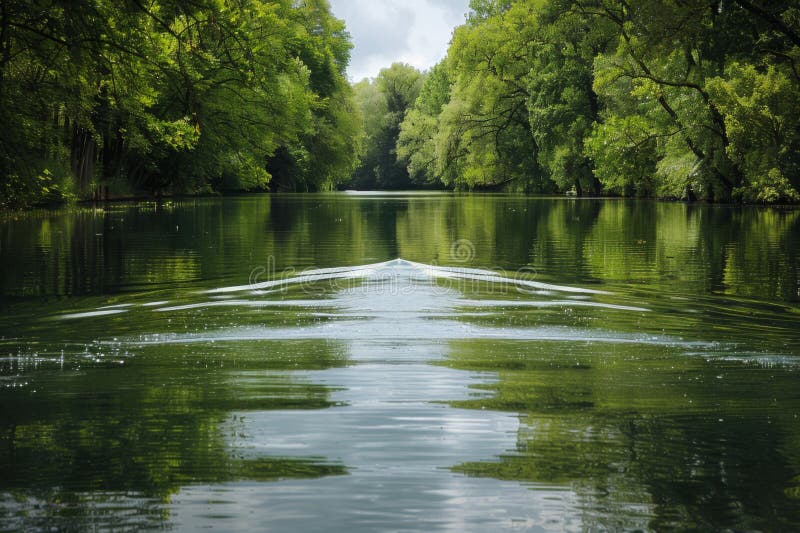 Serene Rowing Course Landscape Stock Illustration - Illustration of ...