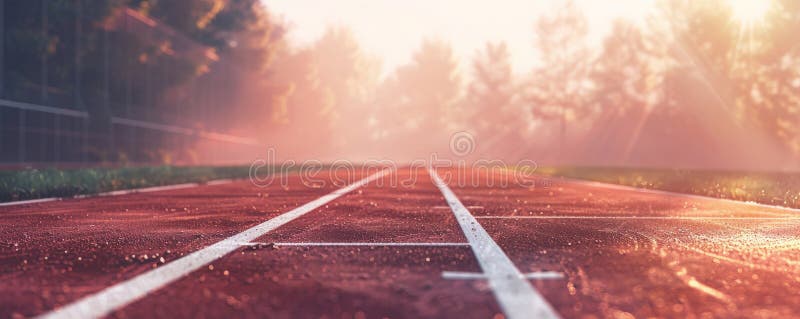 A Serene Running Track Background with a Smooth Red Surface, White Lane ...