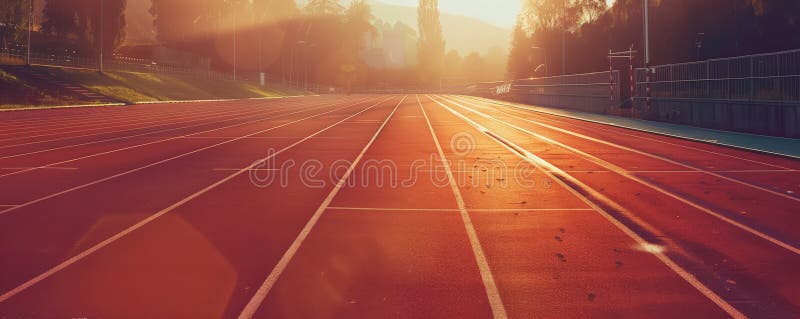 A Serene Running Track Background with a Smooth Red Surface, White Lane ...