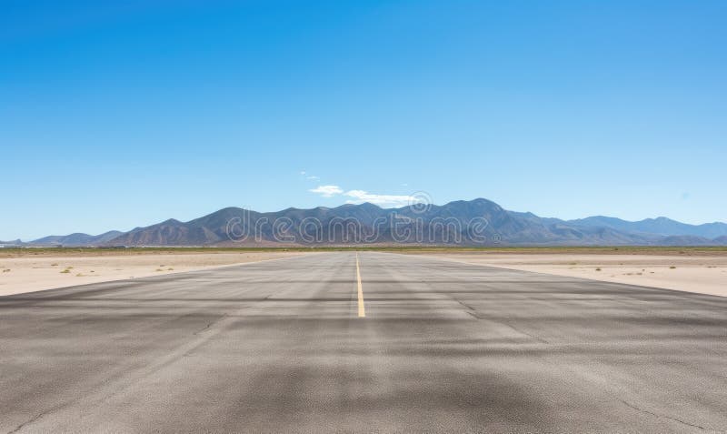 An Empty Runway with Mountains in the Background Stock Illustration ...