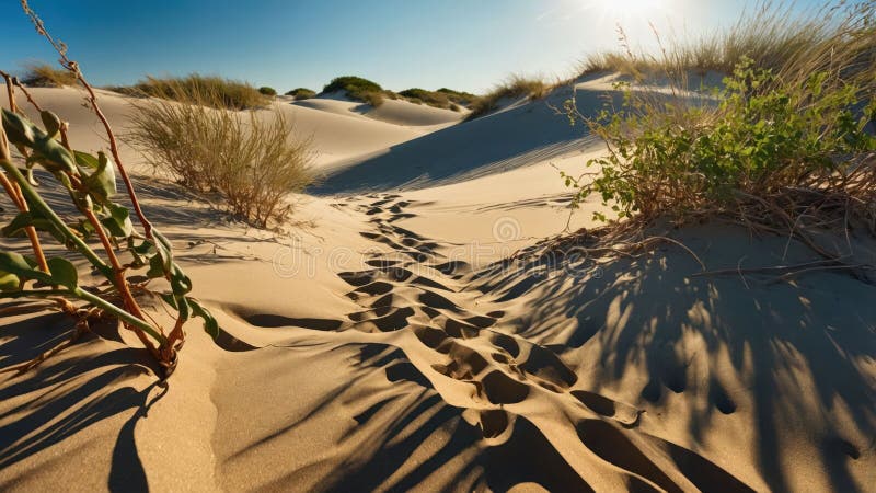 Golden Hour Footprints in Desert Dunes: a Pathway through Nature S Art ...