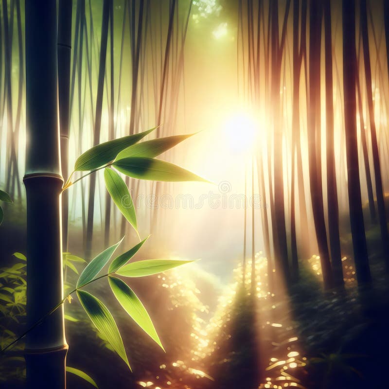Golden Bamboo Forest Sunset Serene Nature Scene Stock Photos - Free ...