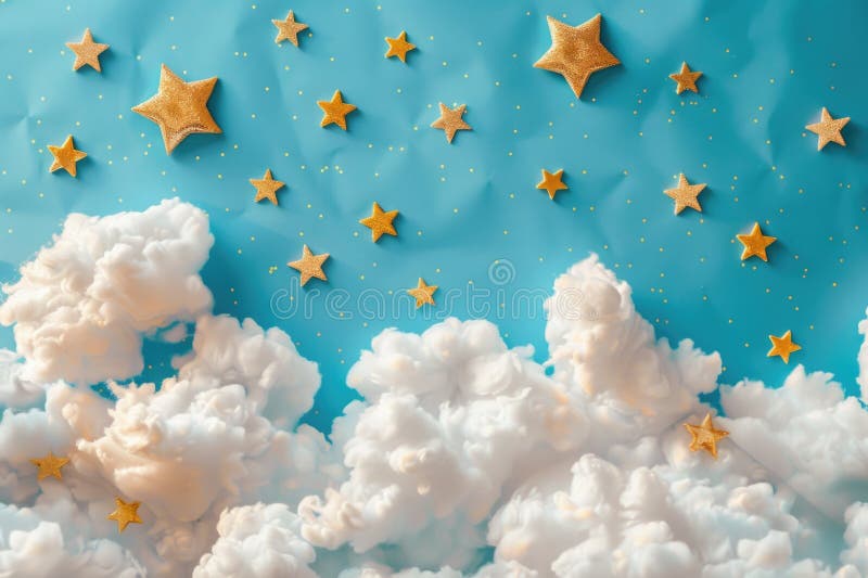 A Serene Scene with Clouds and Stars Shining Bright in the Night Sky ...