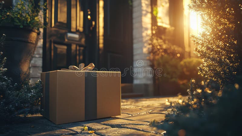 Delivery Box at Sunset Residential Area Lifestyle Scene Serene Ambiance ...
