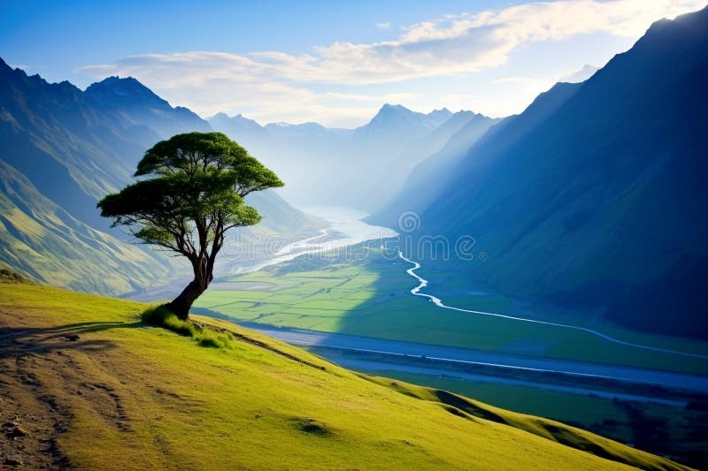 A Serene Scene Depicting a Cypress Tree Standing Majestically by a ...