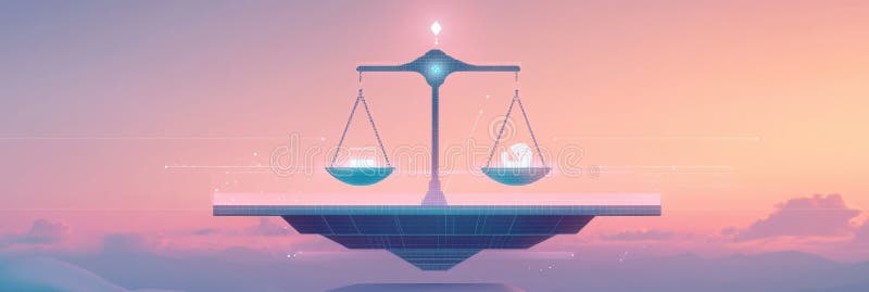 A Serene Scene Features Digital Scales Balancing Two Elements ...