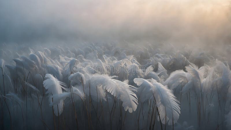 Ethereal Translucent Angel Wings Drifting through Soft, Dreamlike Fog ...