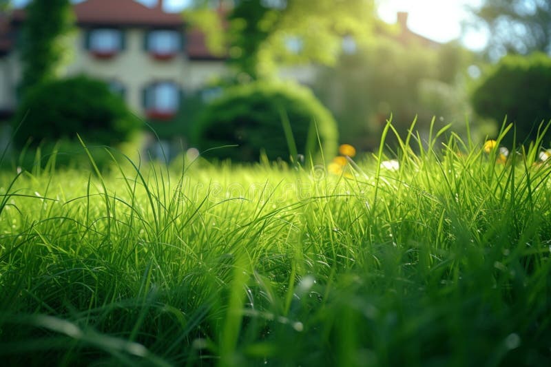 Serene Scene Green Grass Provides a Natural Frame for Building Stock ...