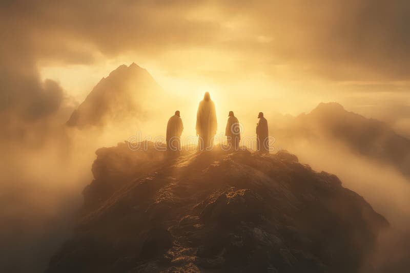 Transfiguration of Jesus on Mountain Stock Illustration - Illustration ...