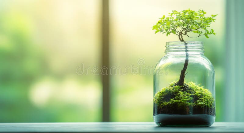 A Serene Scene of Vibrant Greenery and Small Trees Thriving Inside a ...