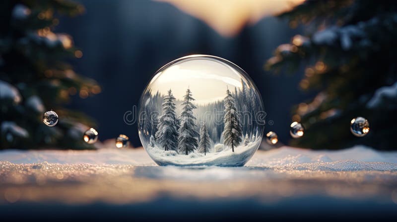 A Serene Scene with White Snow Captured within a Glass Orb, Standing ...