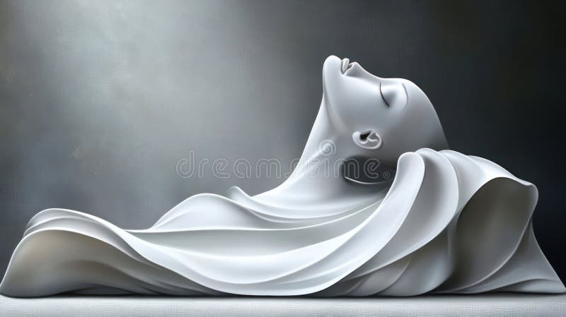 A Serene, Sculptural Representation of a Human Form Draped in Flowing ...