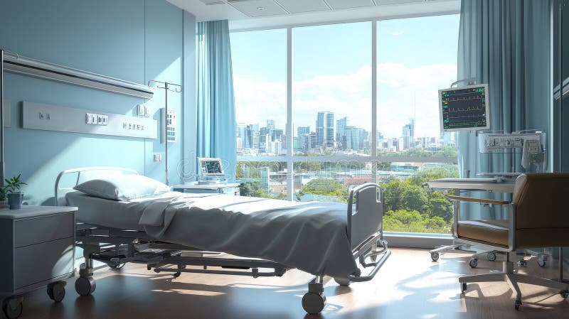 Bright and Modern Hospital Room Interior with Medical Equipment and ...