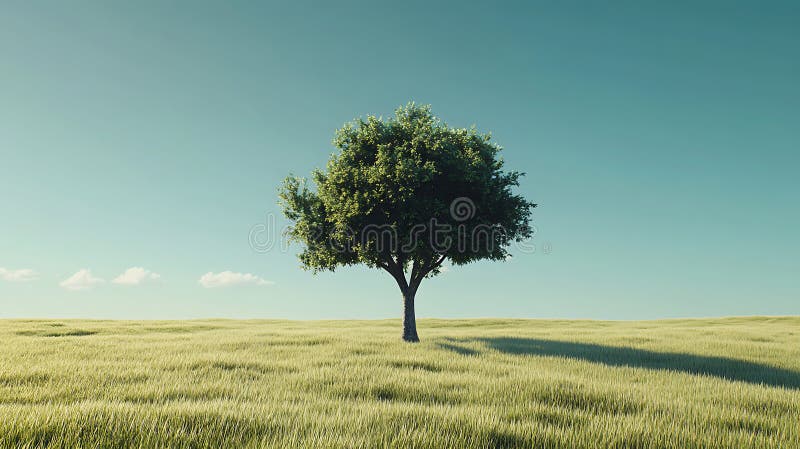 Serene Single Tree Landscape Background Stock Illustration ...