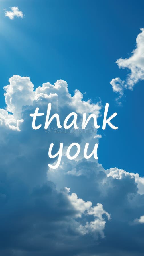 Message of Gratitude Written in Cloud Formations Under a Bright Blue ...