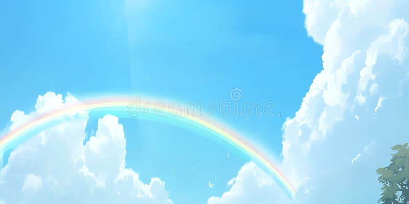 Serene Sky Rainbow Clouds Hope Nature Background Stock Illustration ...