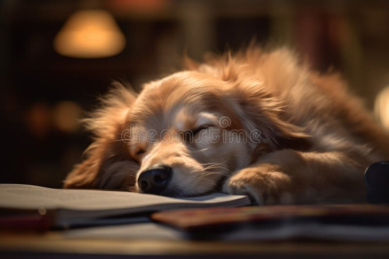 Serene Sleep Follows a Productive Study Session for the Diligent Dog ...