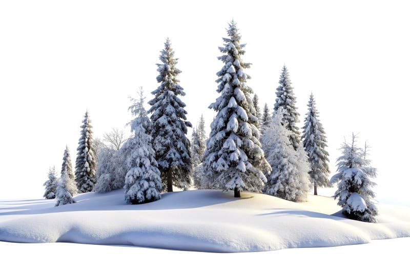 Serene Snow-Covered Forest Landscape Isolated on White Background. AI Generative Stock ...