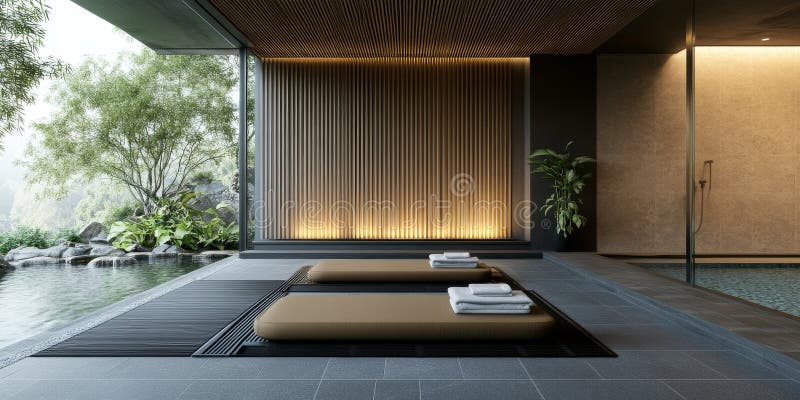 Serene Spa Environment Featuring a Visually Pleasing Layout Pattern ...