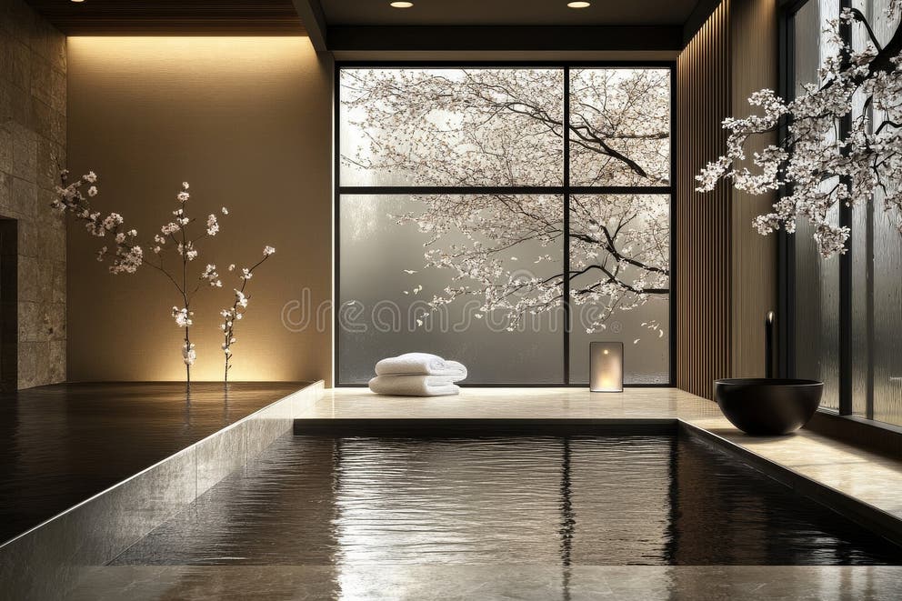 Serene Spa Environment Highlighted in a Sophisticated Poster. Stock ...