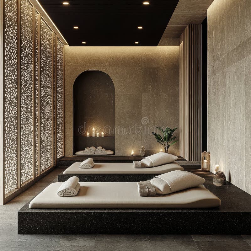 Serene Spa Environment with a Visually Appealing Layout Pattern. Stock ...