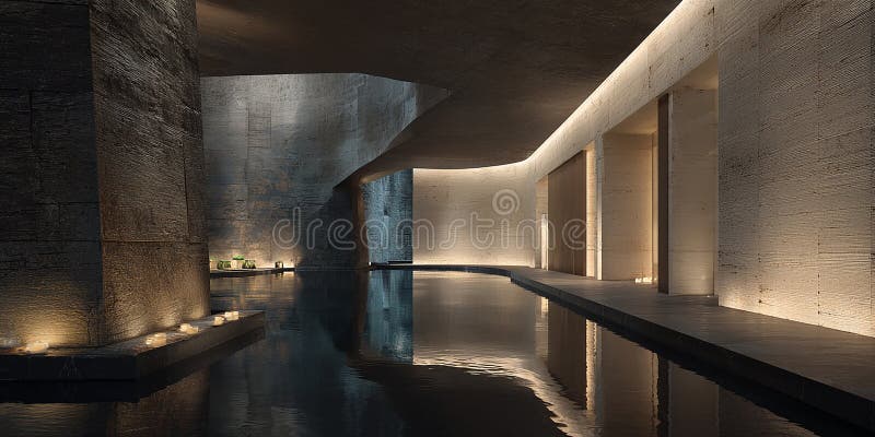 Modern Architectural Water Feature Ambient Lighting Stock Photos - Free ...