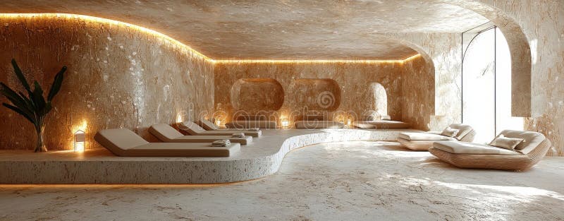 Serene Spa Relaxation Room Luxurious Beige Interior Design Stock ...