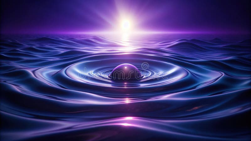 Serene Sphere at Dusk a Smooth, Dark Liquid Surface Reflecting Light ...