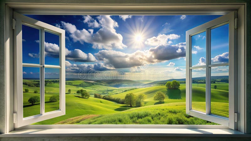 A Serene Spring Day Stunning Panoramic Countryside View through a ...