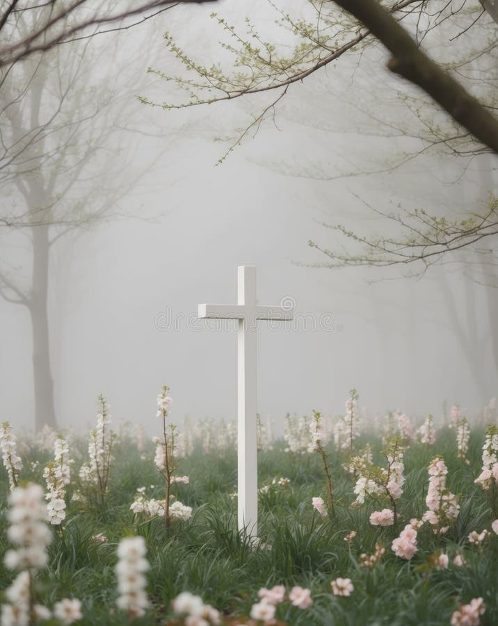 Serene Spring Landscape Cross Blossoming Flowers Stock Photos - Free ...