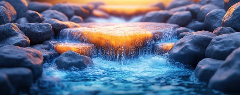 Serene Spring Melt Cascading Mountain Stream through Rocky Landscape ...