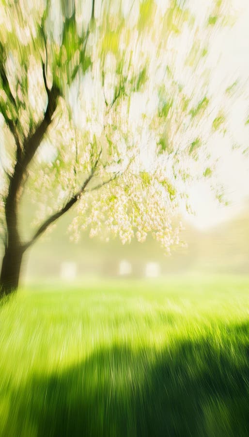 Serene Spring Park Scene an Abstract Blend of Trees and Grassy Fields ...