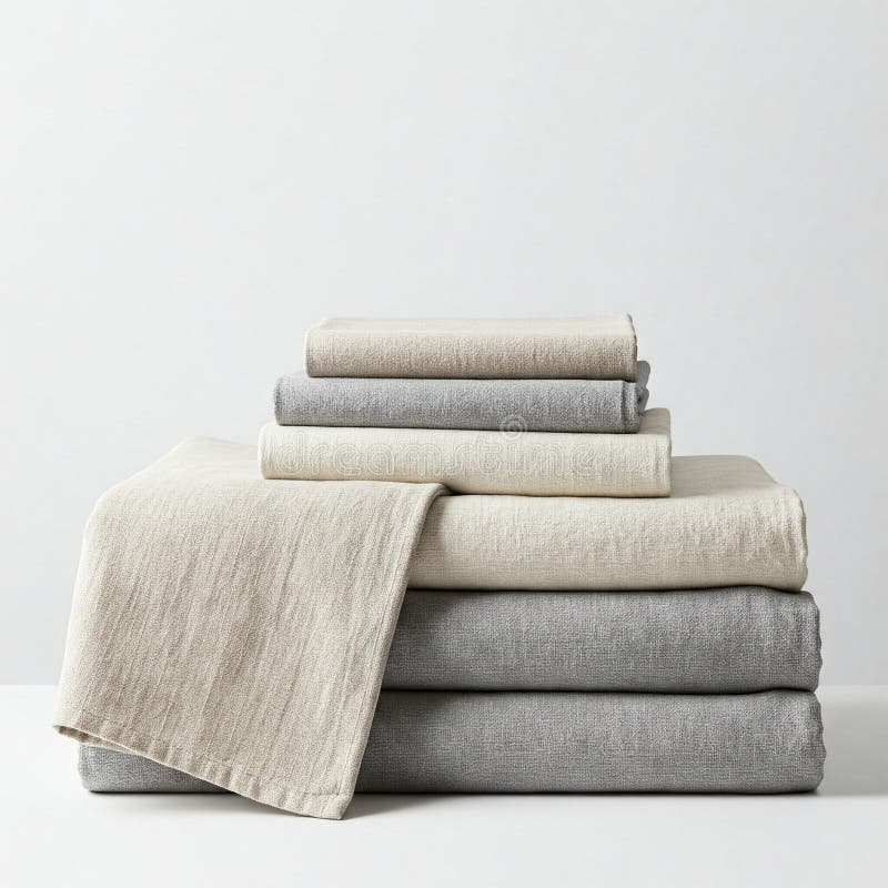 Serene Stack Neutral Linen Bedding Stock Photos - Free & Royalty-Free ...