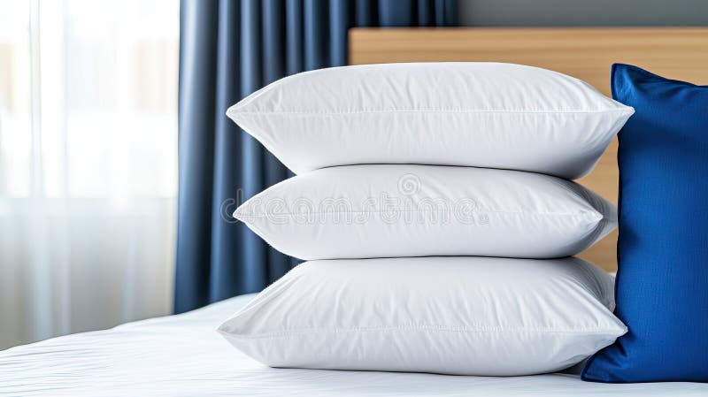 A Serene Stack of Pillows in Various Colors Rests on a Neatly Made Bed ...
