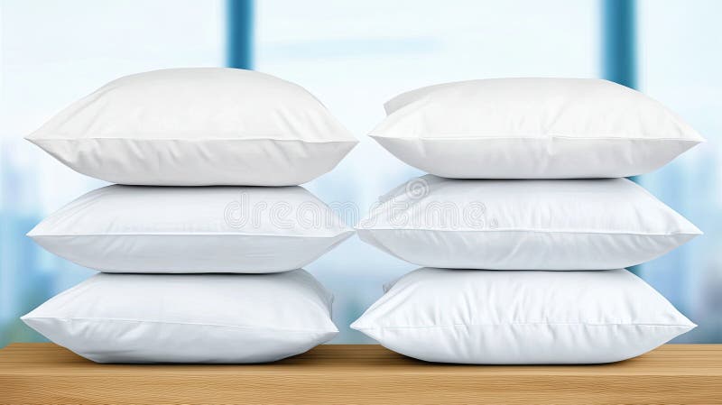 A Serene Stack of Pillows in Various Colors Rests on a Neatly Made Bed ...